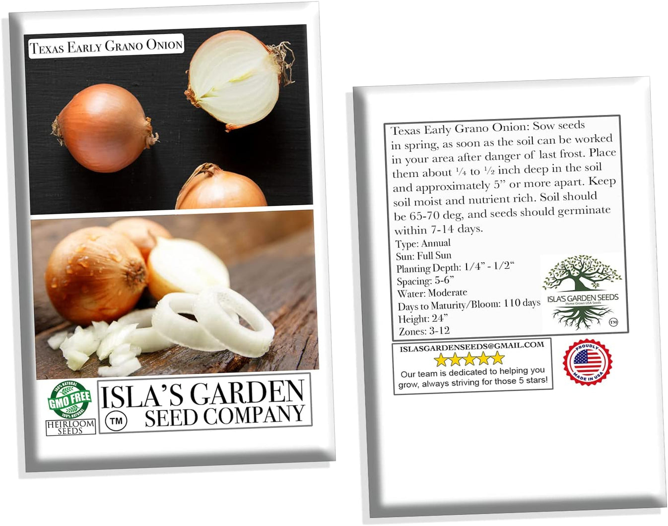 Texas Early Grano Onion, 300 Heirloom Seeds Per Packet, Non GMO Seeds ...