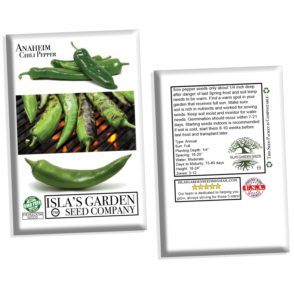 Anaheim Chili Pepper Seeds, 100 Heirloom Seeds Per Packet, Non GMO See ...